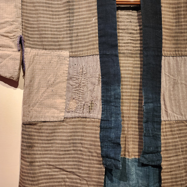 Vintage Japanese Indigo ikat Shibori Patchwork Noragi - Siamurai