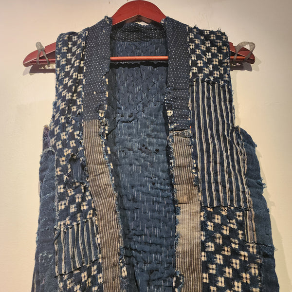 Vintage Japanese Indigo Boro Patchwork Sashiko Vest - Siamurai