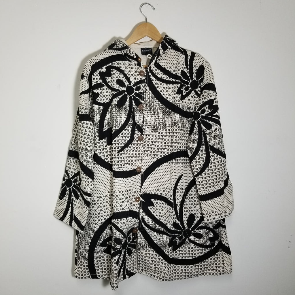 White Sakura Crest Button Up Hoodies jacket - Siamurai
