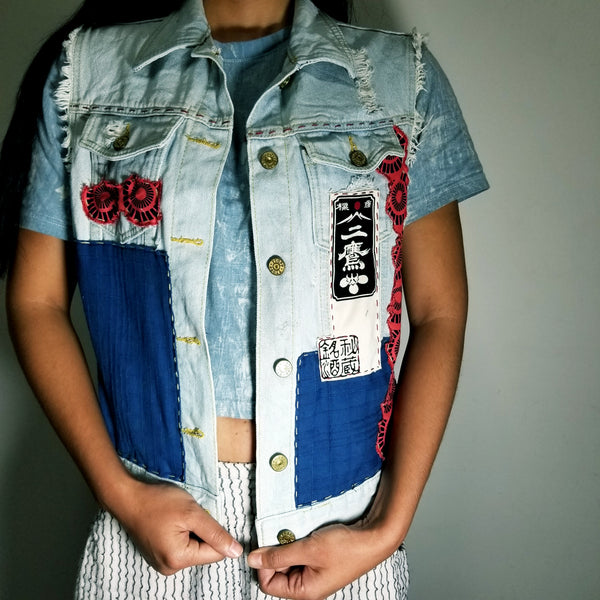 Handstitched Sashiko Retro Patchwork Vest - Siamurai