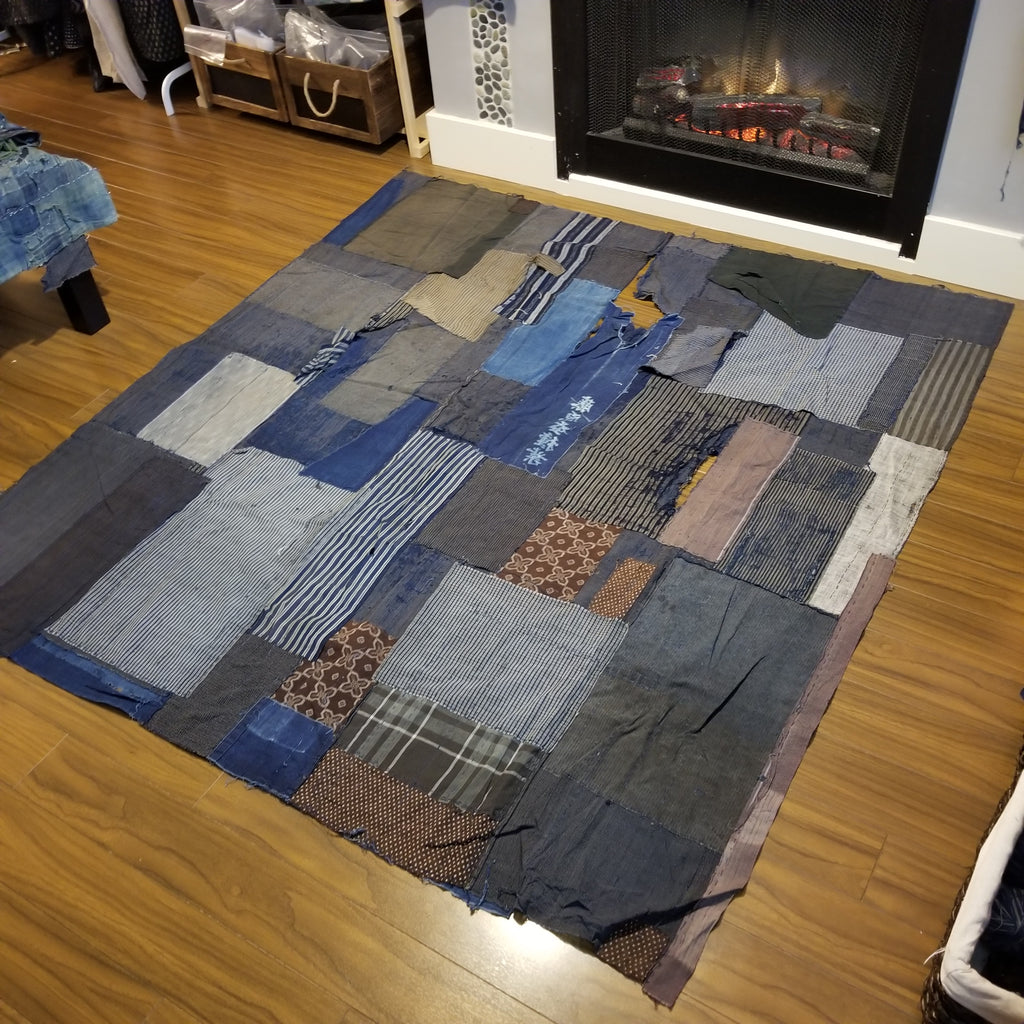 Boro Patchwork Indigo Dyed Large Fabric 162.5 x 157.5cm - Siamurai