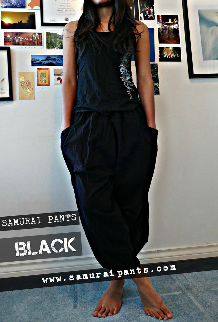 Classic (Plain Black) Elastic Waist Samurai Pants - Siamurai