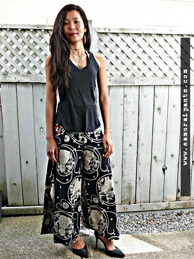 Neko Cat (BLACK NAKA) Wide Leg Pants - Siamurai
